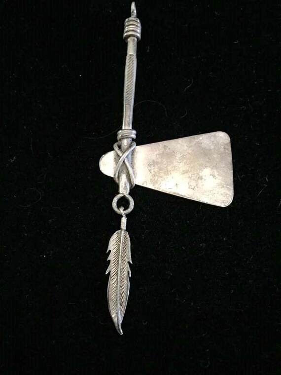 Massive Hand-Signed Yellowhorse Tomahawk Pendant with… - Gem