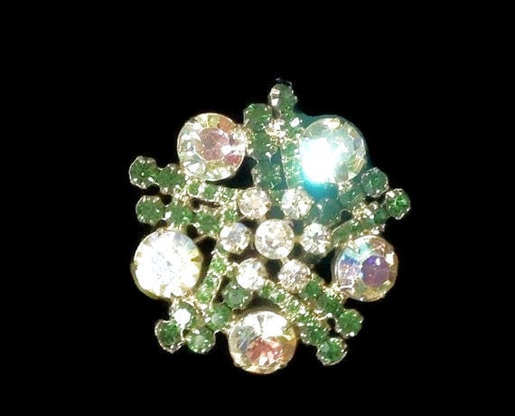 Juliana Emerald Green & AB Rhinestones Brooch, Gold Plated - Etsy