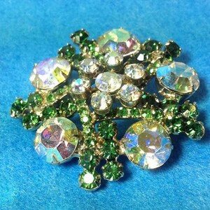 Juliana Emerald Green & AB Rhinestones Brooch, Gold Plated - Etsy
