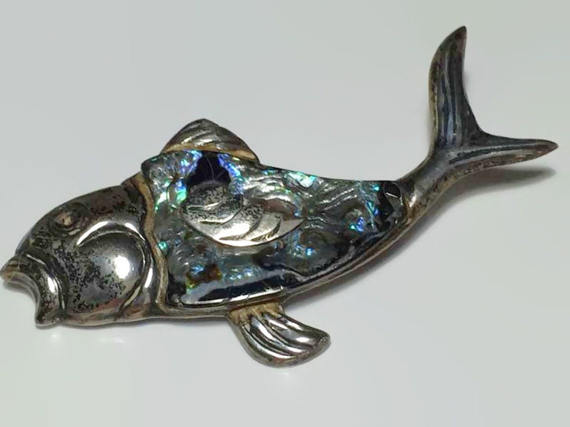 925 Sterling Silver Abalone Fish or Sea Life Brooch - Etsy