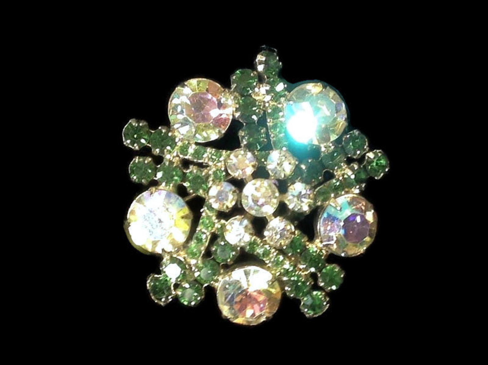 Juliana Emerald Green & AB Rhinestones Brooch, Gold Plated - Etsy