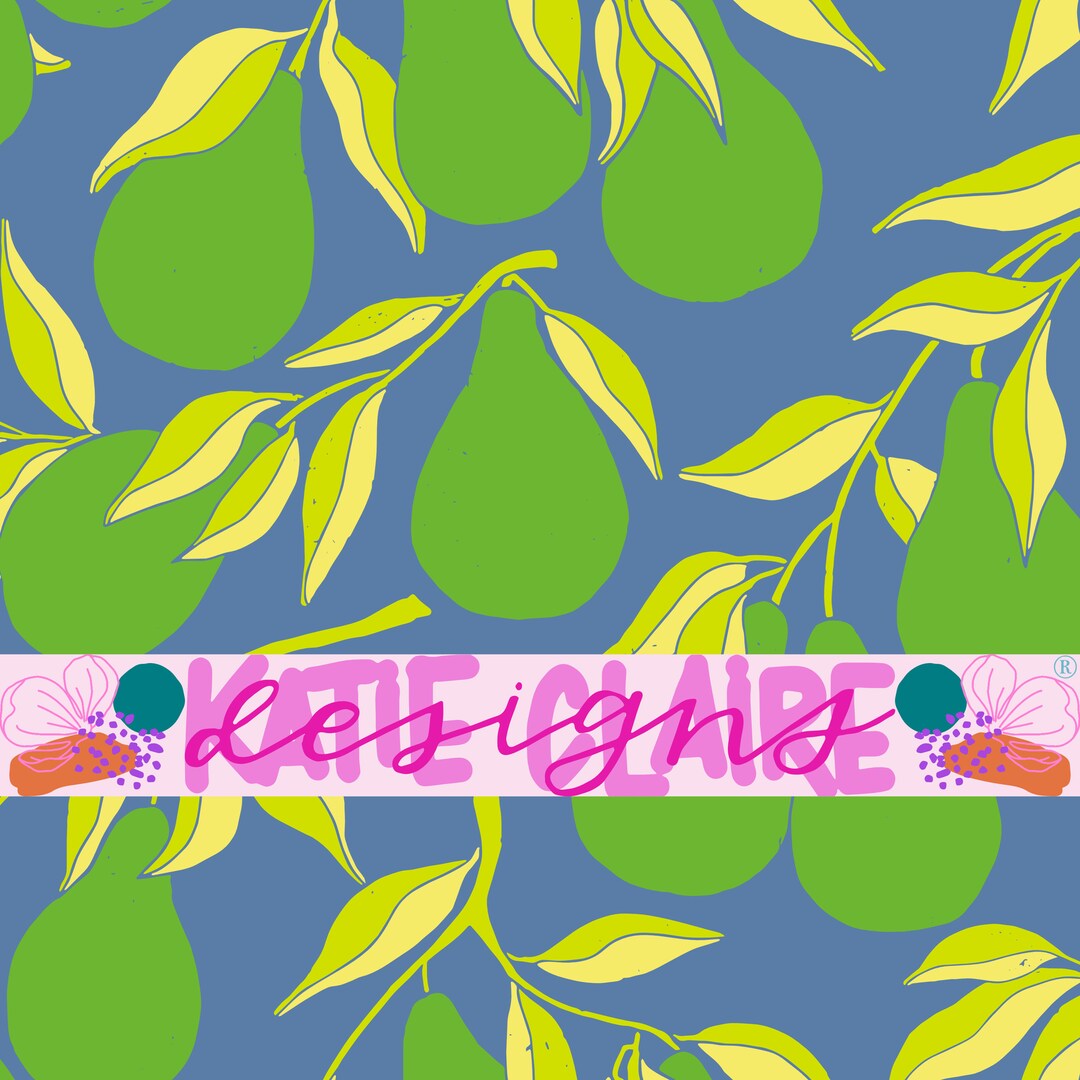 Hand Drawn Half Drop Repeat Seamless Pattern With Abstract Pears and ...