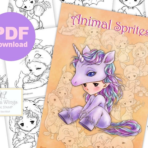 PDF Animal Sprites Coloring Book 12 Adorable Animal Sprite - Etsy