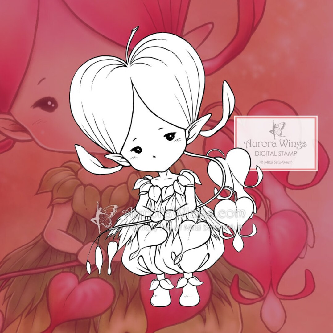 PNG and JPG Digital Stamp Bleeding Heart Sprite Whimsical Dicentra ...