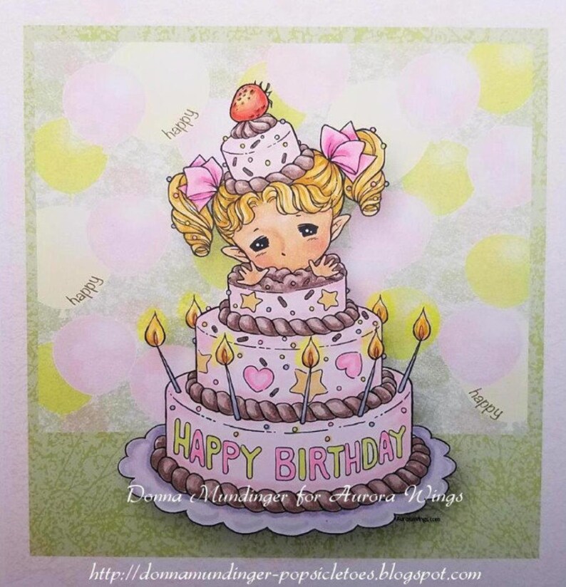 Birthday Cake Sprite PNG JPG Digital Stamp Coloring Page - Etsy