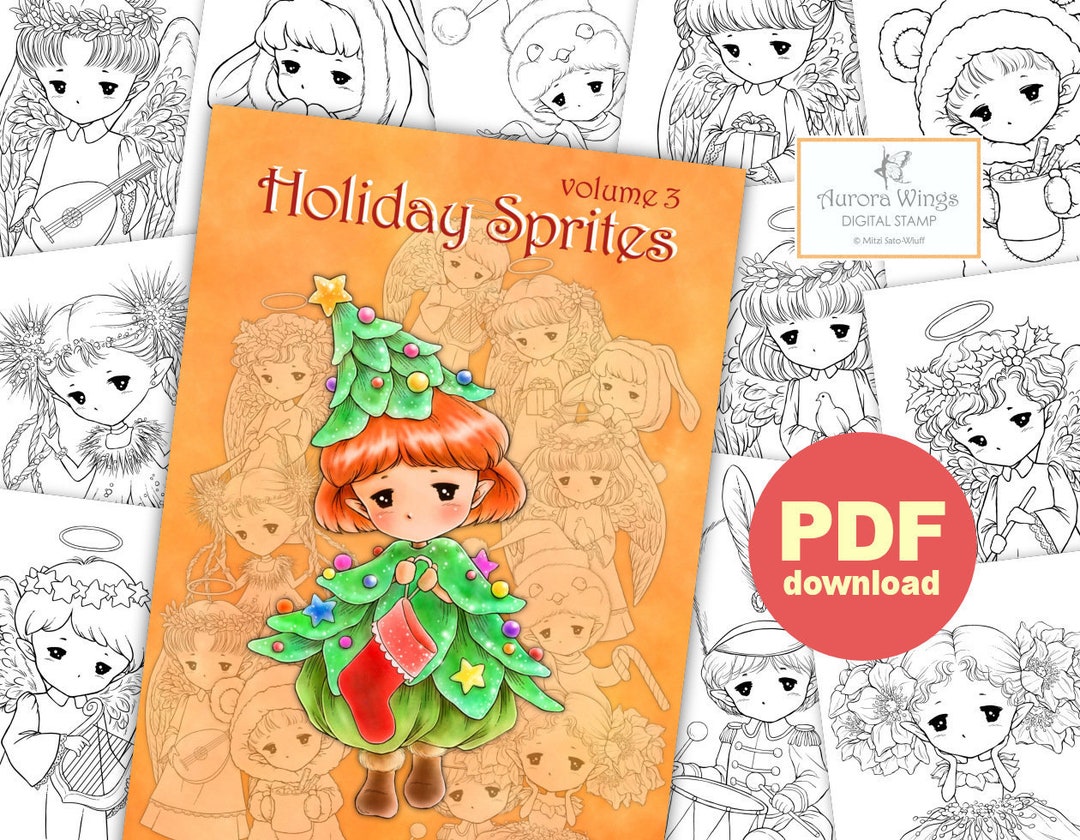 PDF Holiday Sprites Coloring Book Volume 3 - 12 Christmas Elf Fairy ...