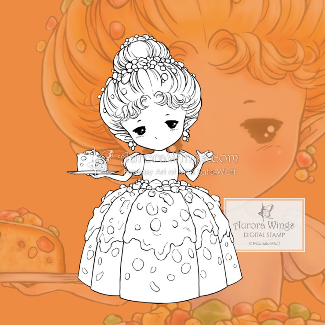 Fruitcake Sprite - Fruit Cake Sprite - Whimsical Fairy Line Art ...