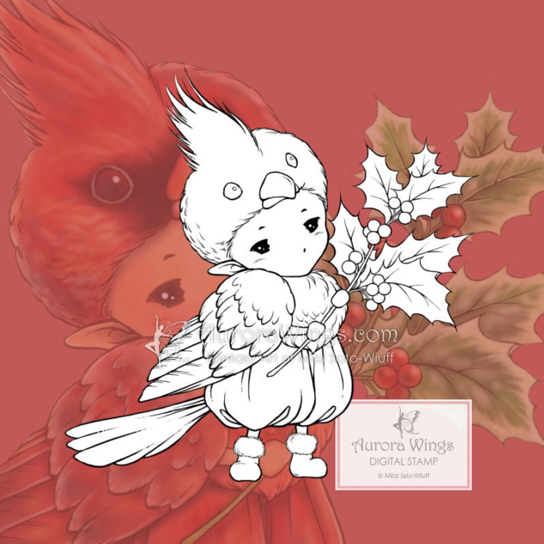 Line Art Digital Stamp - Cardinal Sprite - Instant Download - PNG and ...
