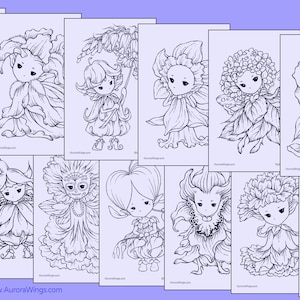 PDF Flower Sprites Coloring Book Volume 1 - 13 Adorable Garden Sprite ...