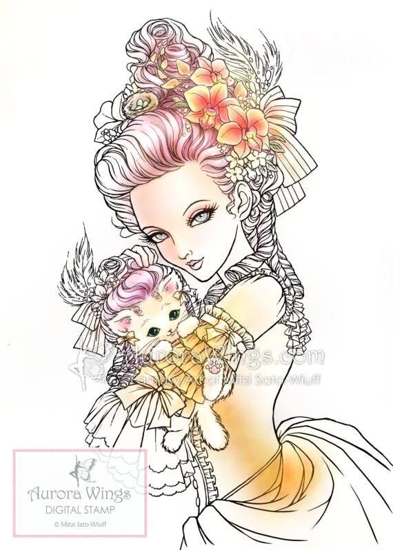 Digital Stamp Marie Nyantoinette Marie Antoinette Holding - Etsy
