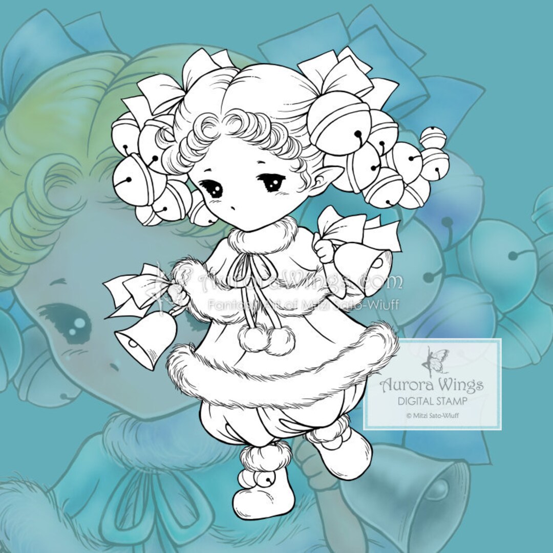 Jingle Bells Sprite - Whimsical Holiday Christmas Elf - Line Digital ...