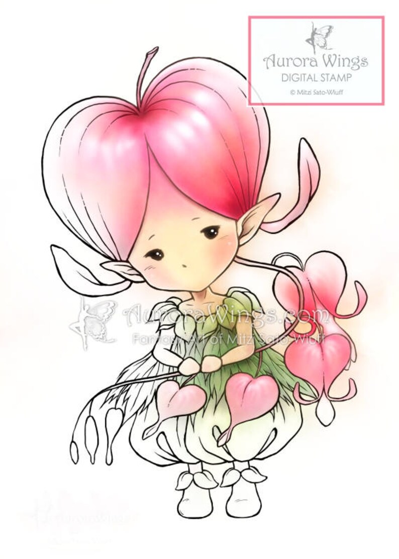 PNG and JPG Digital Stamp Bleeding Heart Sprite Whimsical - Etsy