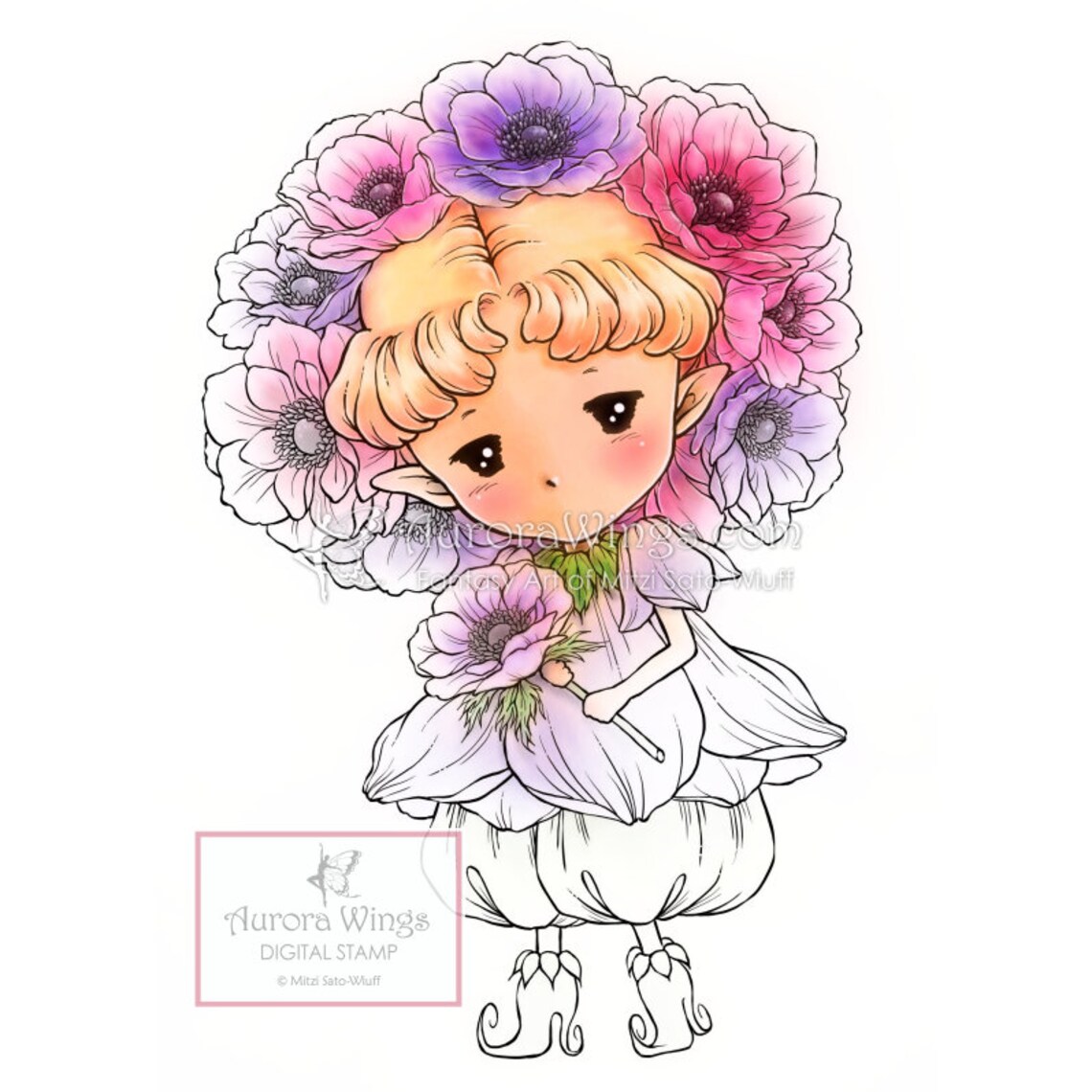 Anemone Sprite JPG PNG Aurora Wings Digital Stamp Little - Etsy