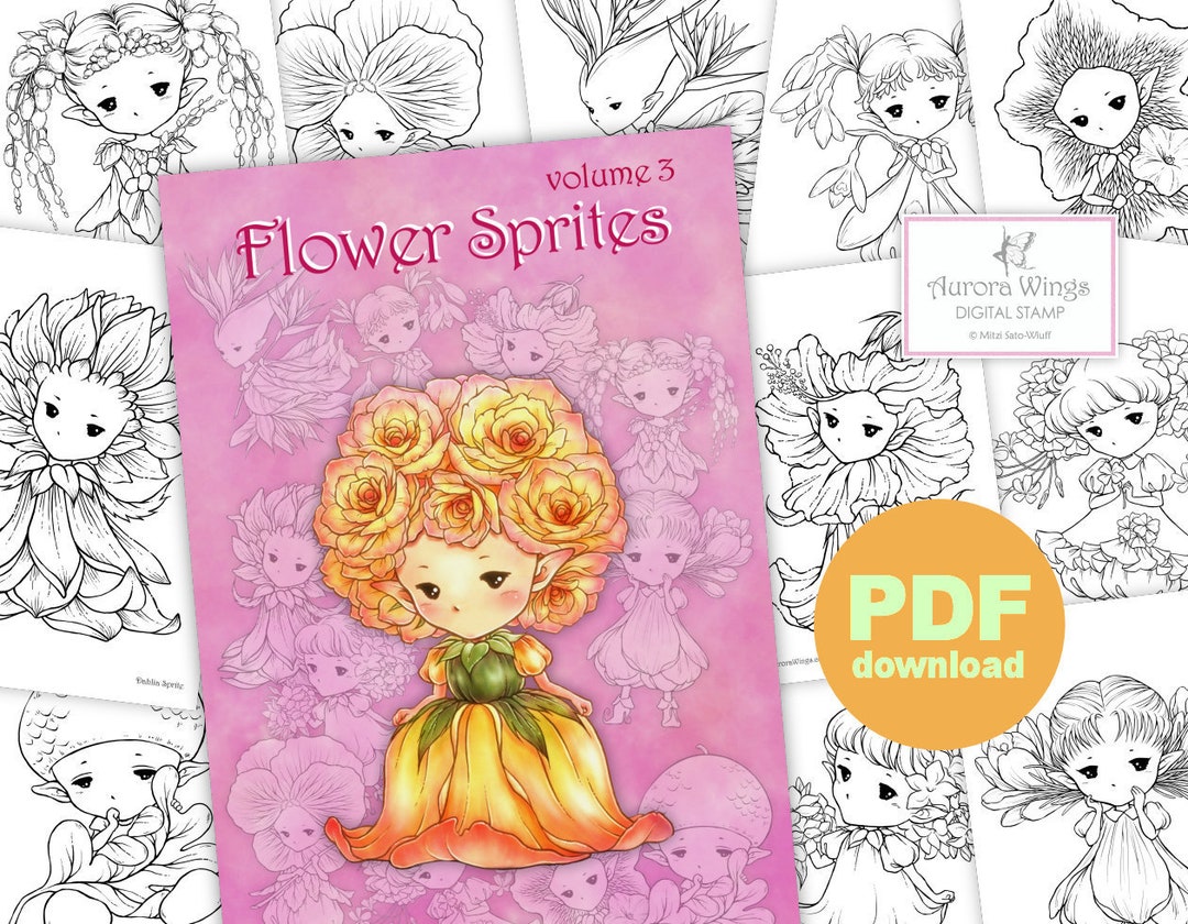 PDF Flower Sprites Coloring Book Volume 3 - 12 Whimsical Garden Plant ...