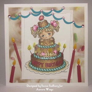 Birthday Cake Sprite - PNG JPG Digital Stamp - Coloring Page - Cute ...