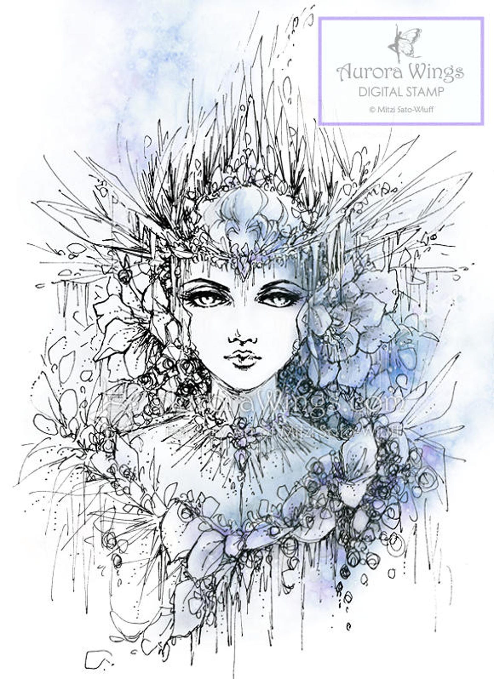 Digital Stamp Instant Download Snow Queen Blooms of Ice - Etsy