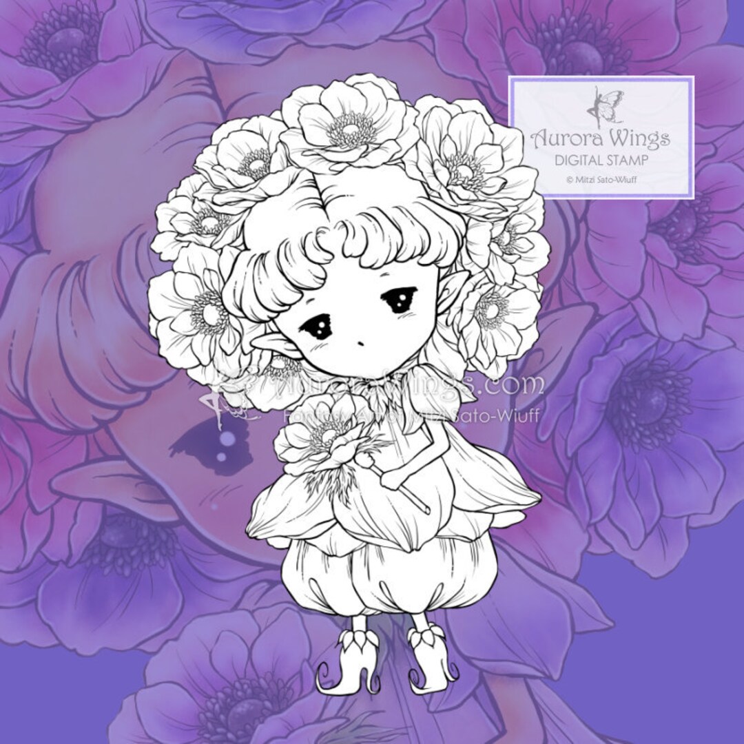 Anemone Sprite JPG PNG Aurora Wings Digital Stamp Little - Etsy