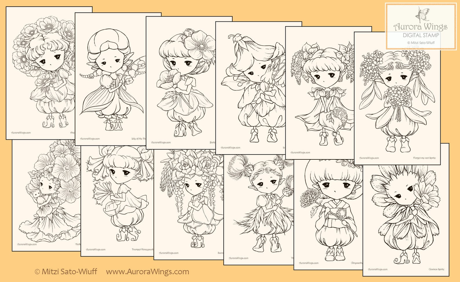 PDF Flower Sprites Coloring Book Volume 4 - 12 Whimsical Garden Plant ...