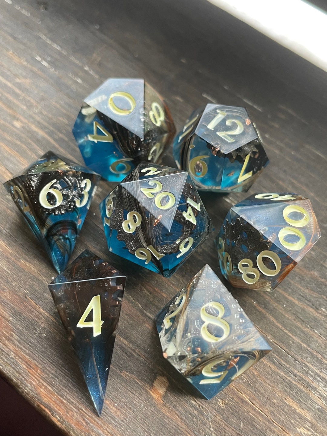 The Aviator, Imperfect Handmade Set of 7, D20 D12 D10 D% D8 Shard D6 ...