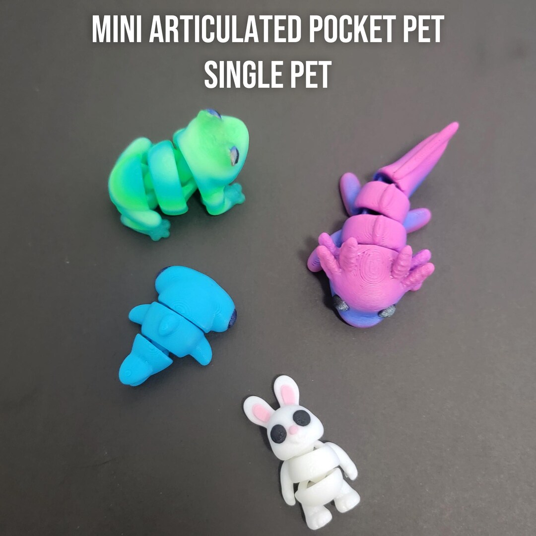 3D Printed Articulated Fidget Pet: Mini Desk Toy - Surprise 4-pack - Etsy