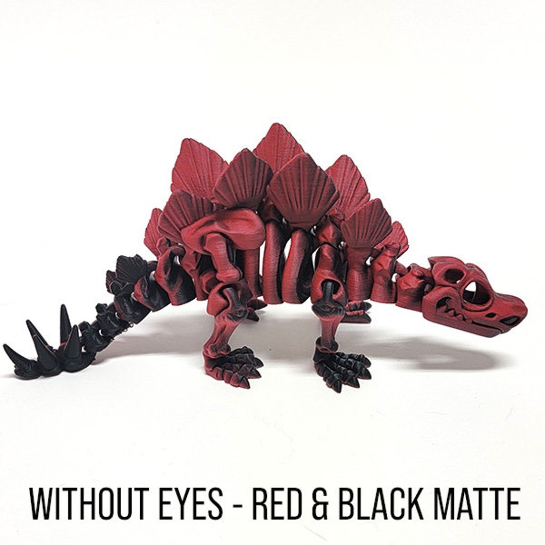 Red Black Articulating Stegosaurus Figurine - 3D Skeleton Dinosaur ...