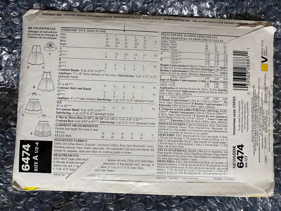 Craft Supplies & Tools Size A 1/2-4 Uncut New Look Sewing Pattern 6474 ...