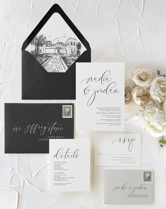 Modern Calligraphy Wedding Invitations