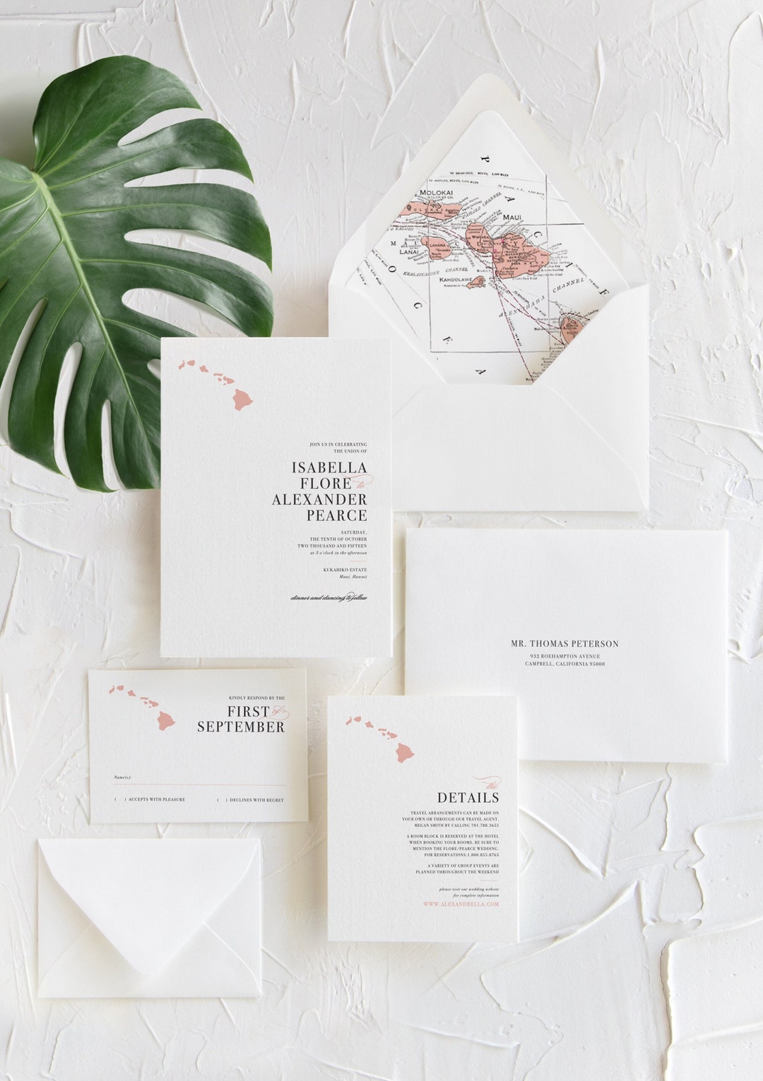 SAMPLE / Vintage Hawaii Map Wedding Invitation Travel Map of Hawaiian ...