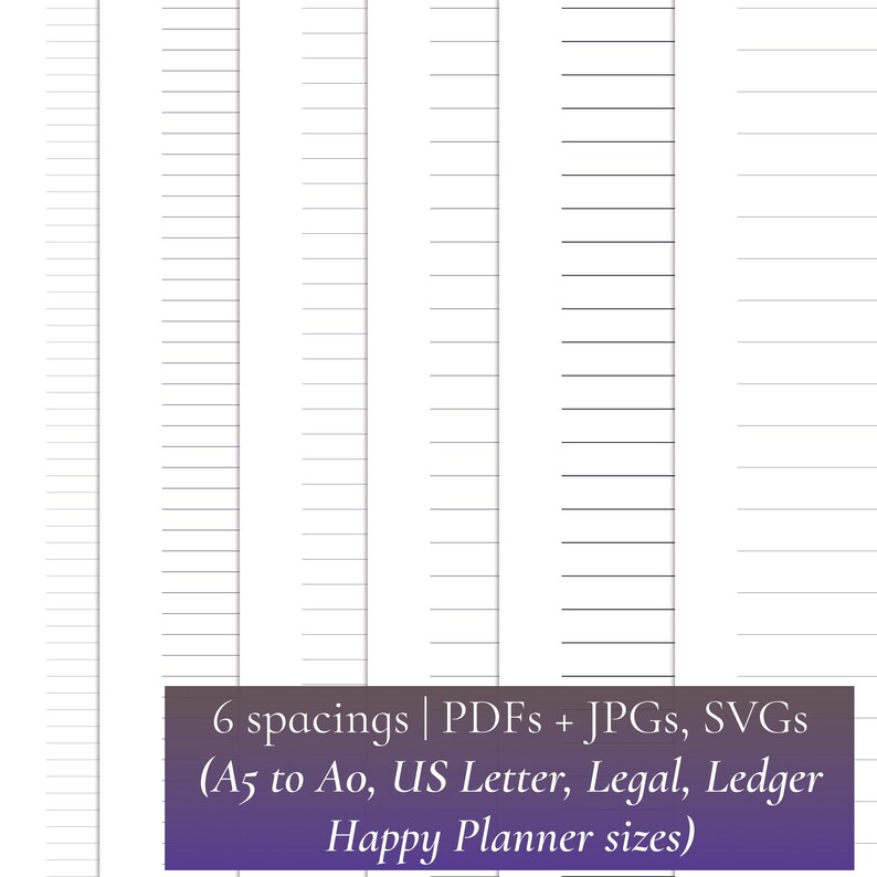 Lined Paper Printable Pack – 6 Line Spacings × 3 Styles | PDF + JPG ...