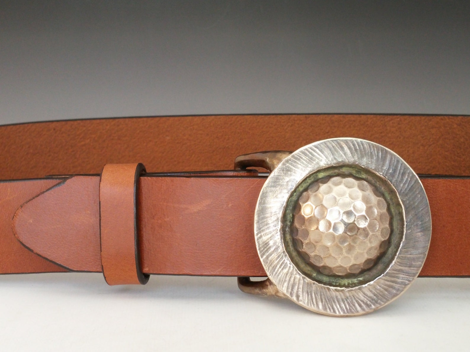 Handmade Bronze Men's Golf Buckle With Chestnut, English Bridle Leather ...