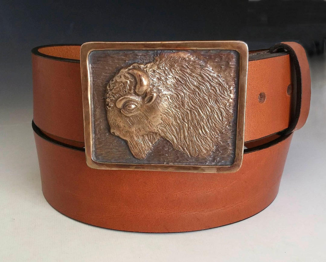 American Buffalo Belt Bison Buckle American Bison Belt, Bronze Bison ...