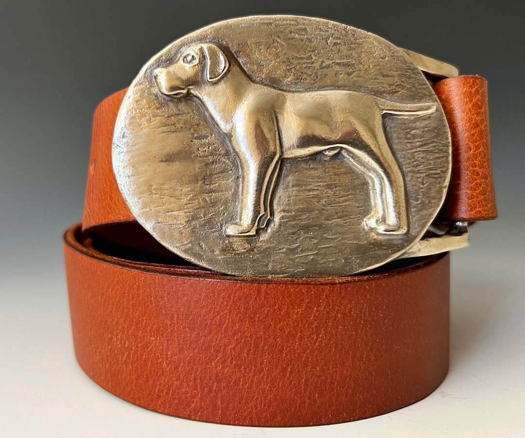 Handmade Labrador Dog Bronze Buckle Belt: Chestnut Leather - Etsy