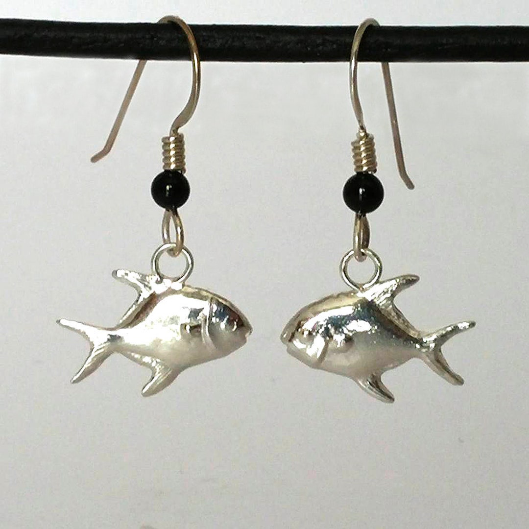 Sterling Silver Fish Dangle Earrings: Hand Carved Fly Fishing Jewelry ...