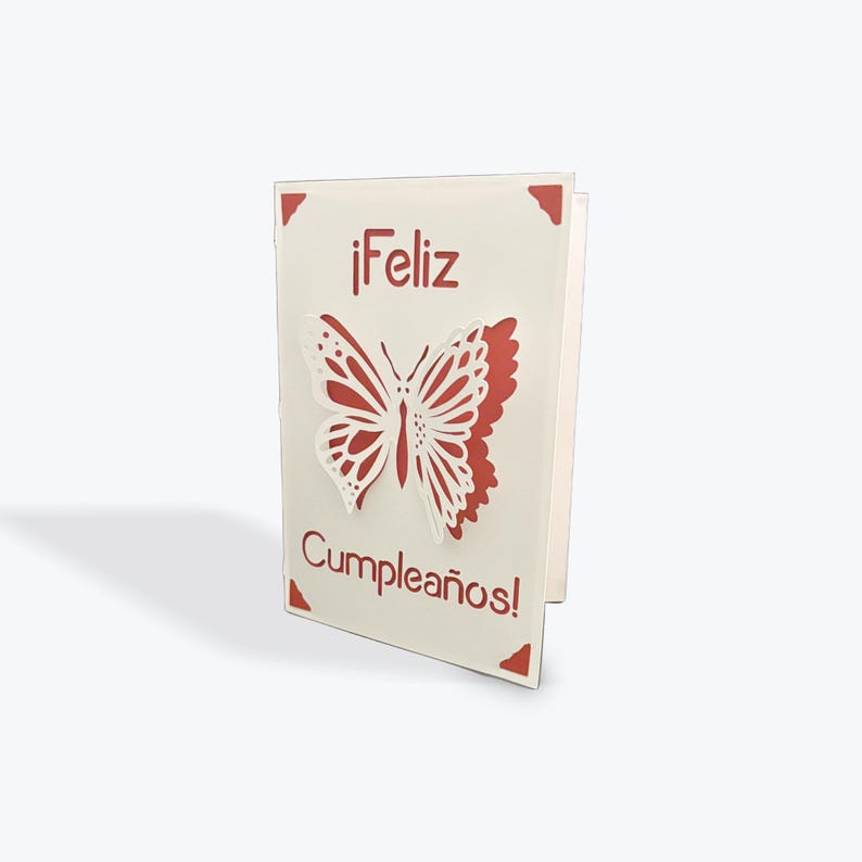 Spanish Happy Birthday Card - Feliz Cumpleanos, 3D Butterfly Pop up ...
