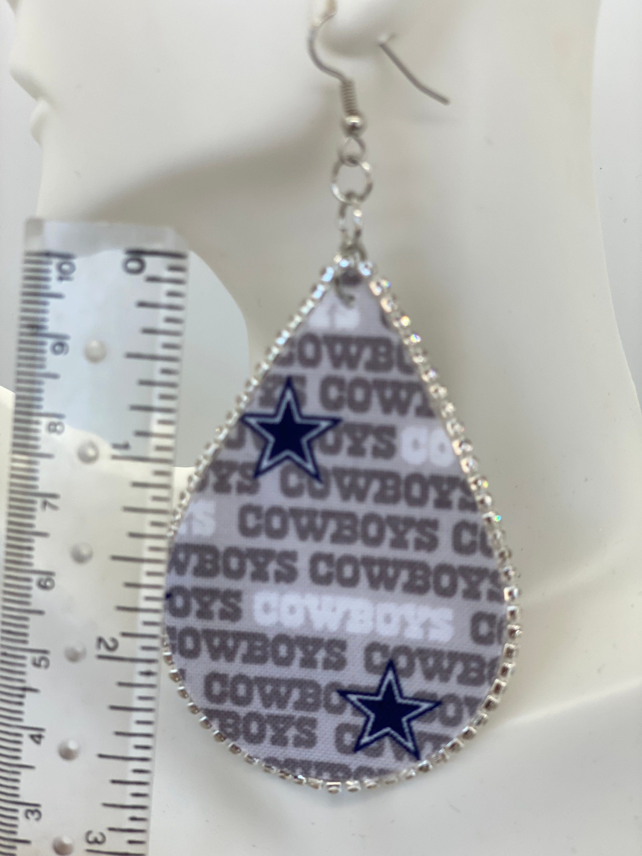 Teardrop Team Sports Earrings With Diamond Trim. Fabric Print - Etsy