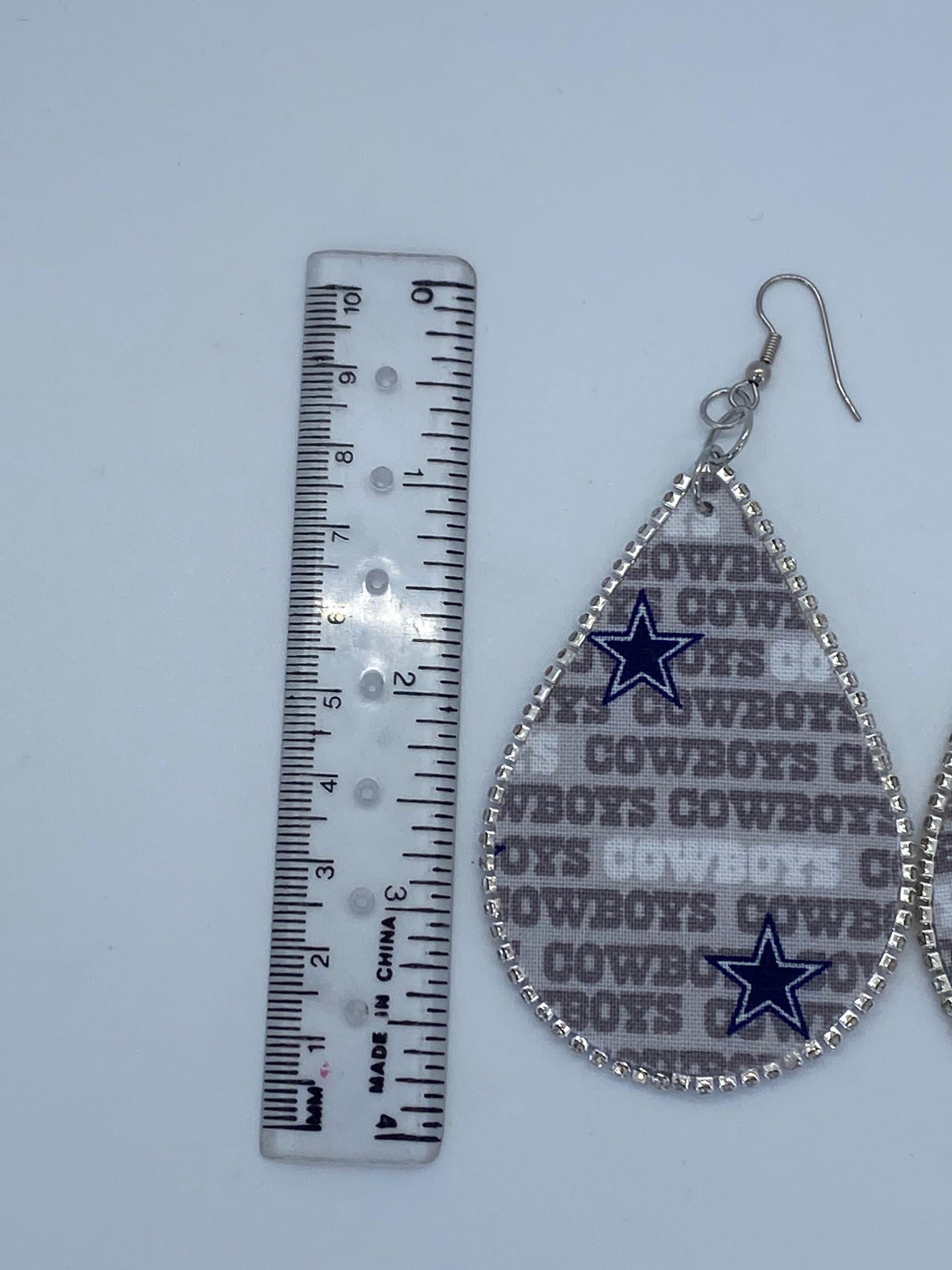Teardrop Team Sports Earrings With Diamond Trim. Fabric Print Dallas ...