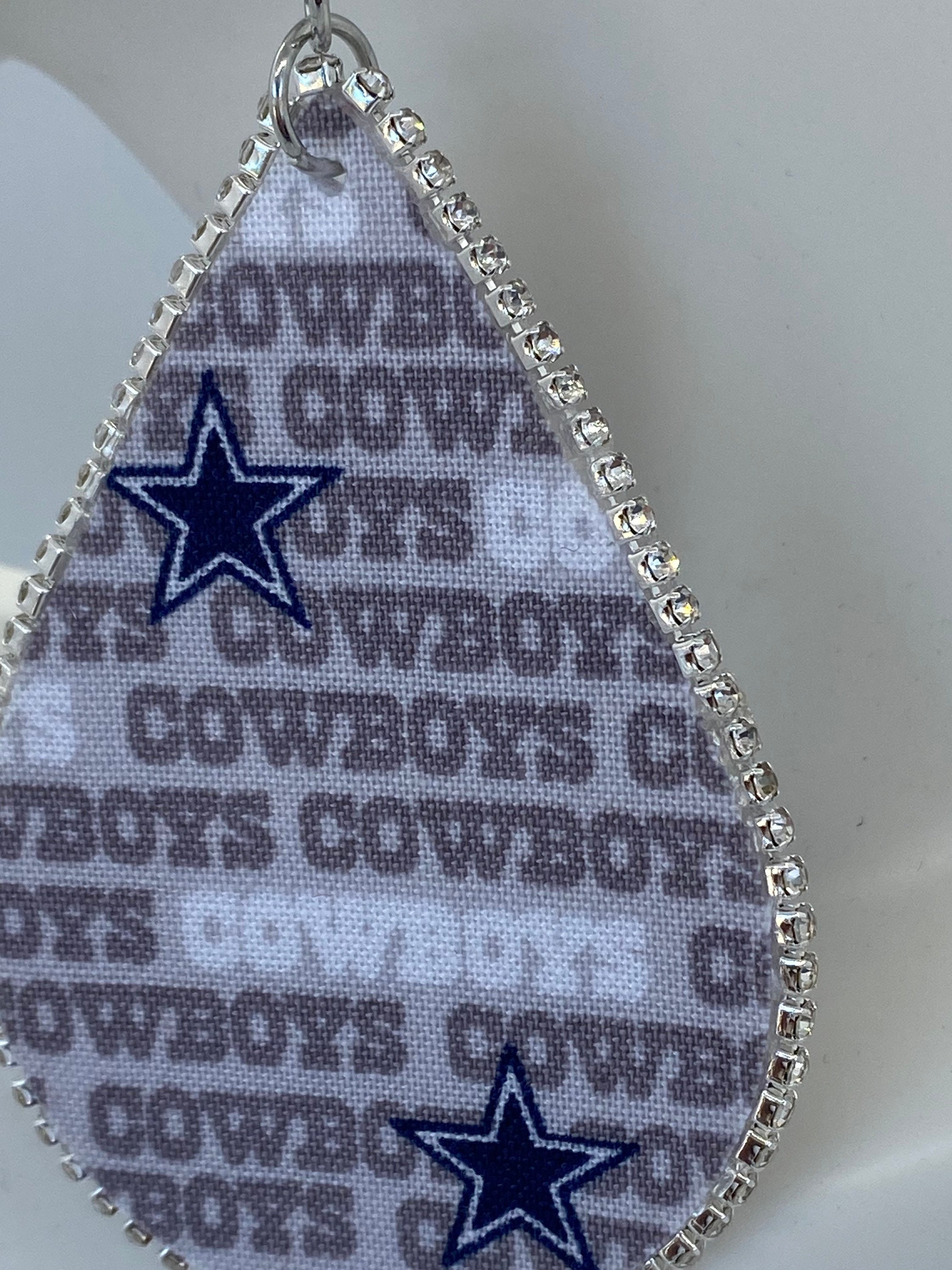 Teardrop Team Sports Earrings With Diamond Trim. Fabric Print - Etsy