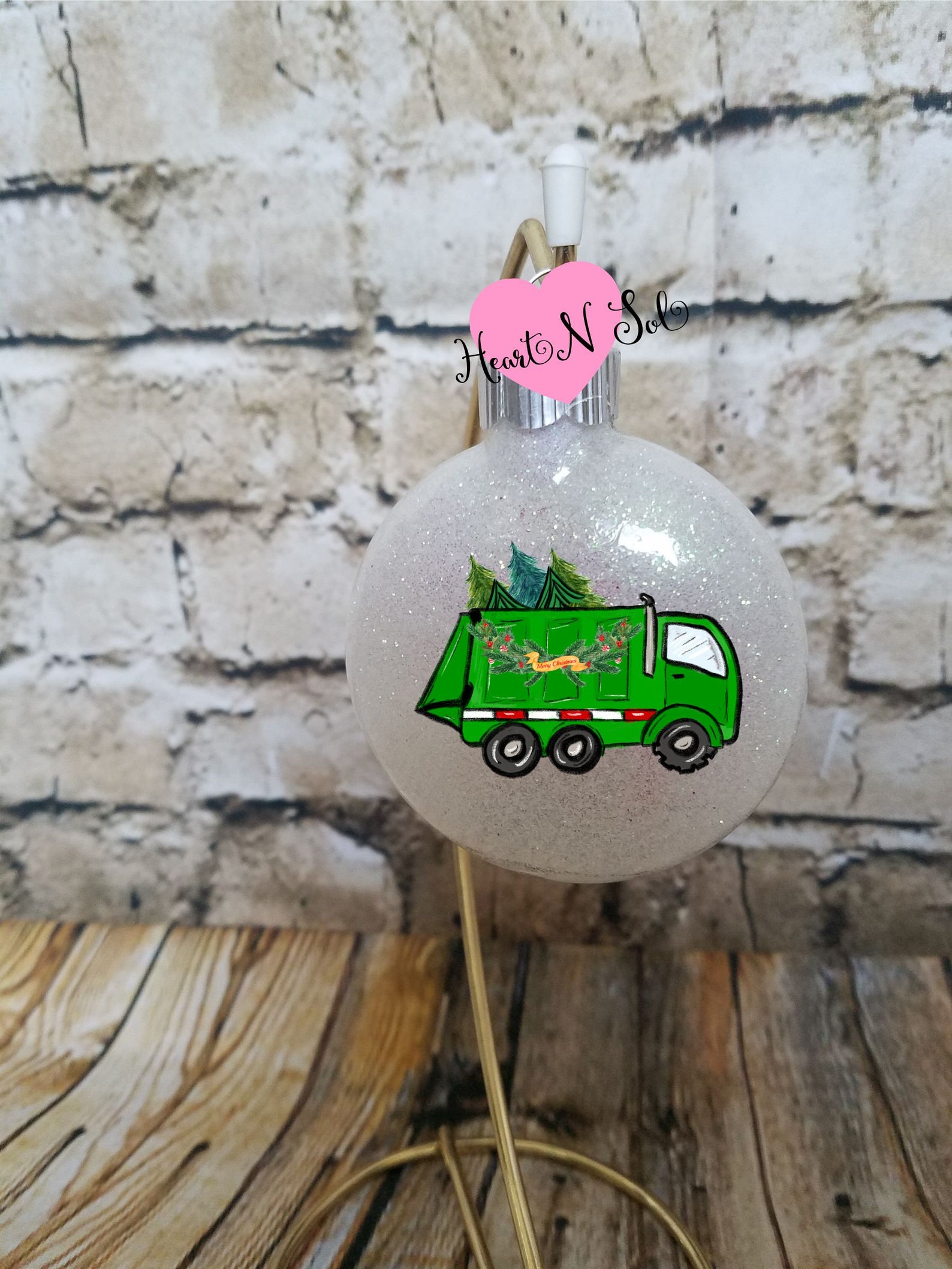Trash / Garbage Truck Glass Glitter Christmas Ornament - Etsy