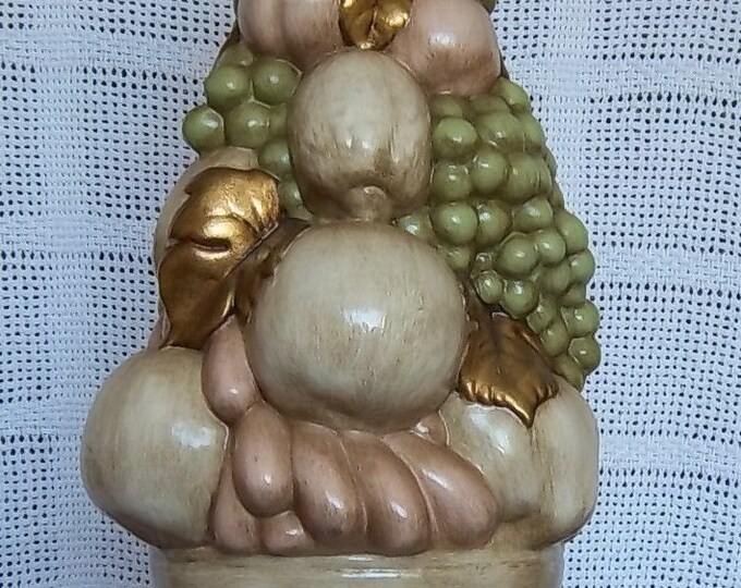 Sculpture Plaster Fruit Compote Painted With Gold Leaf Accents - Etsy