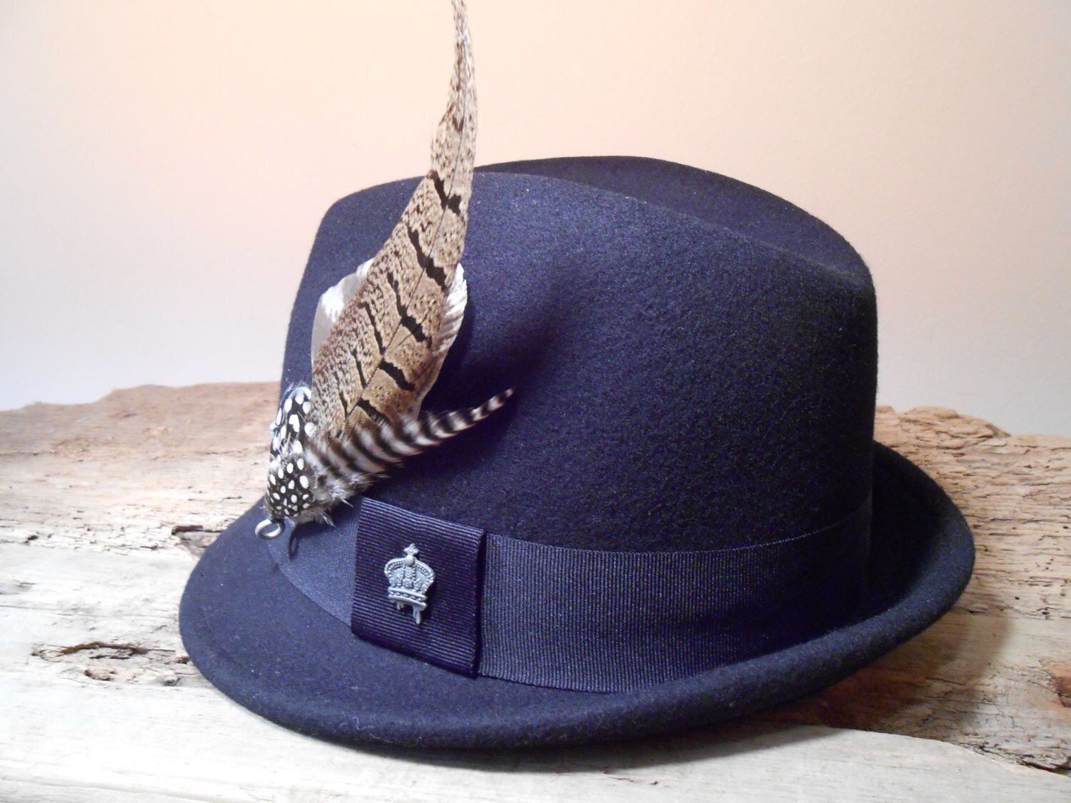 The DOWNTON ABBEY FEDORA Collection.tie Fly Boutonniere Hunt Black Hat ...