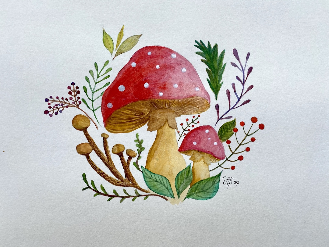 Red Mushroom Art Print - Etsy
