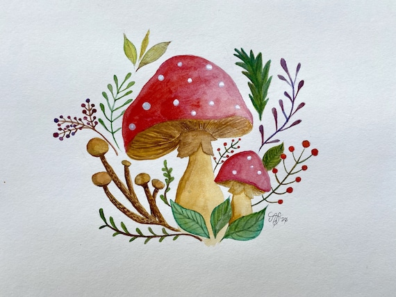 Red Mushroom Art Print | Etsy