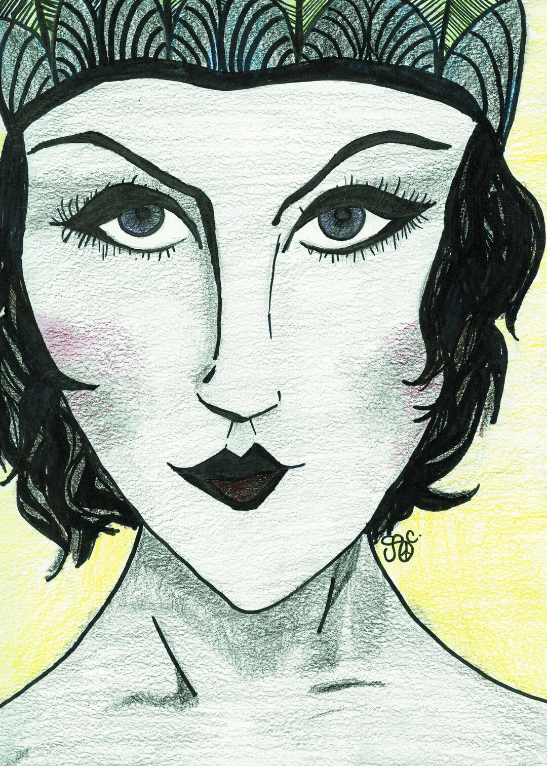 Flapper Portrait - Art Print - Etsy