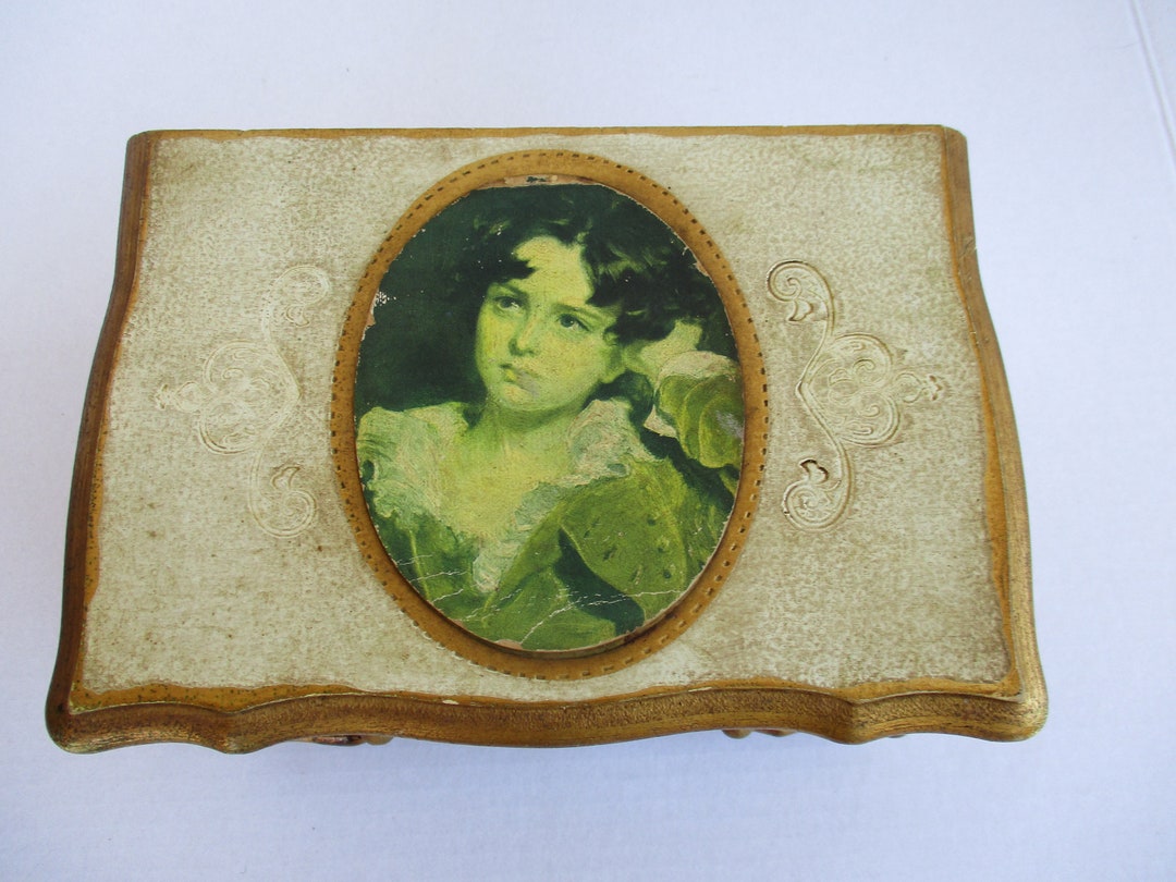 Florentine Jewelry/music Box With Image of Lady on Front - Etsy