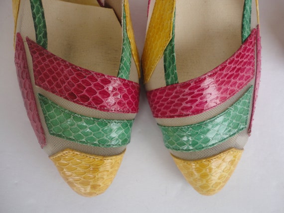 Multi Color Snakeskin Shoes - Gem