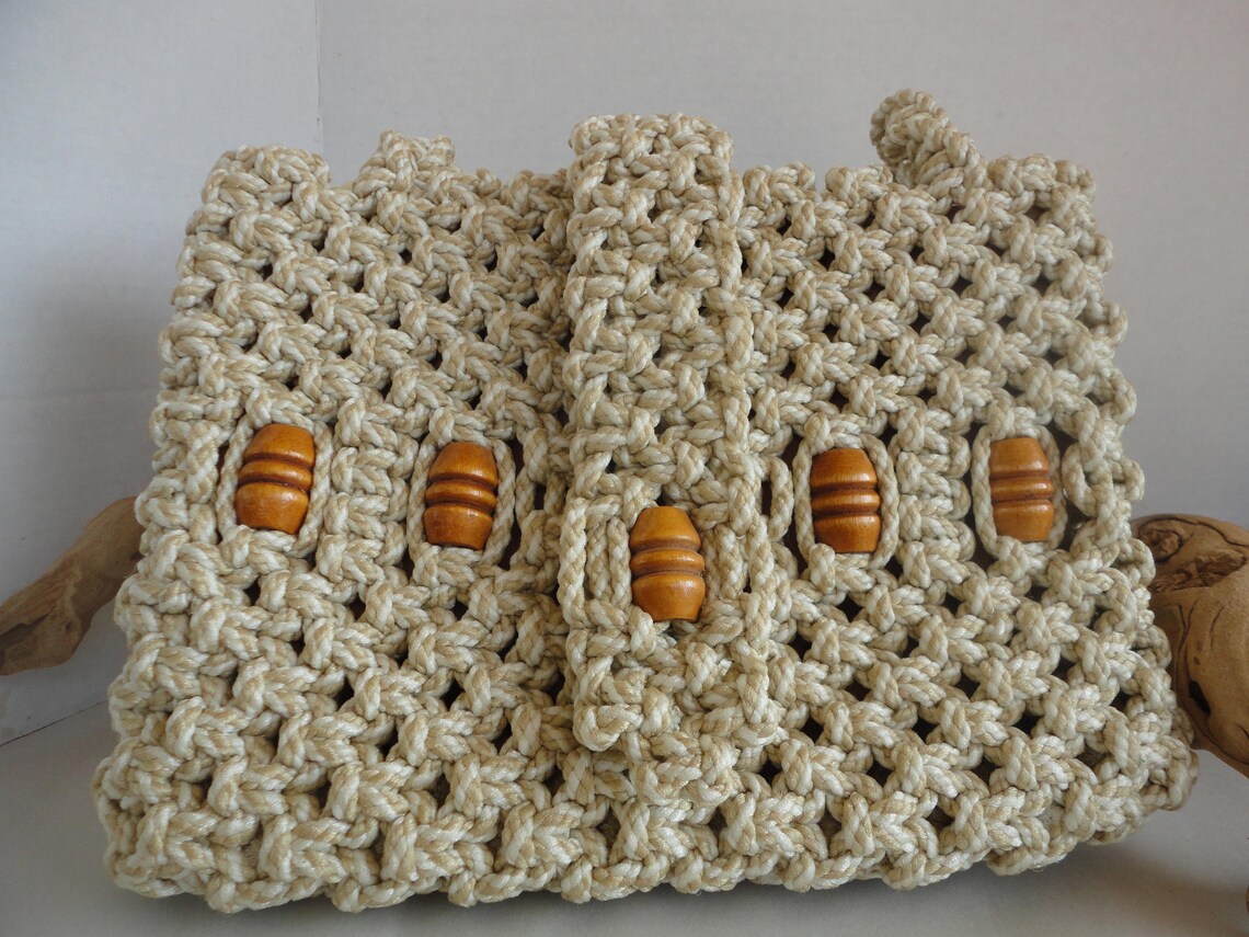 Beige & White Macrame Purse - Etsy