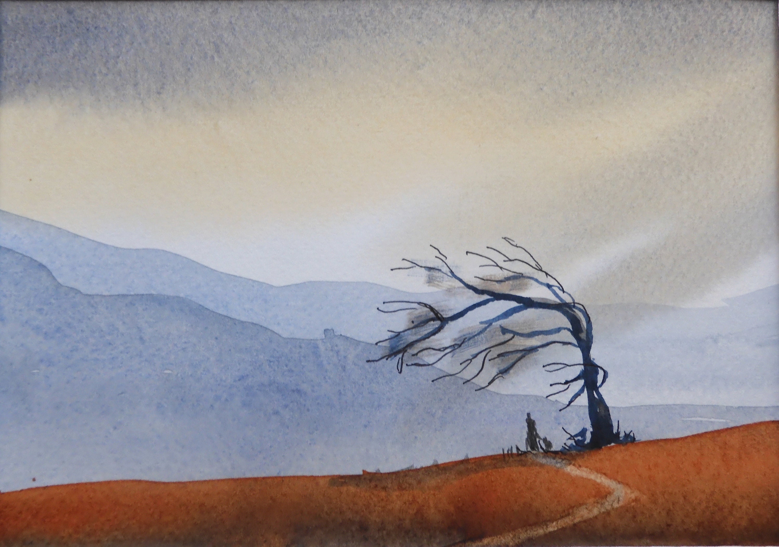Original Watercolour Painting of a Tree in the Wind | Etsy