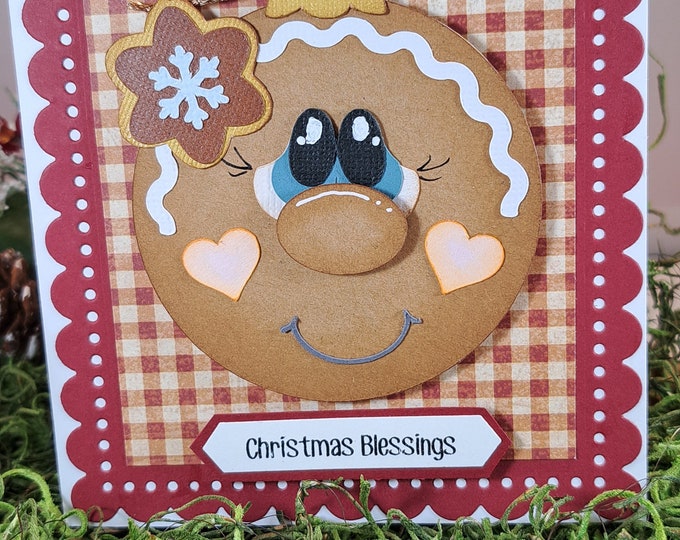 Gingerbread Ornament Card, Hand Pieced Card, Handmade Card, Gingerbread ...