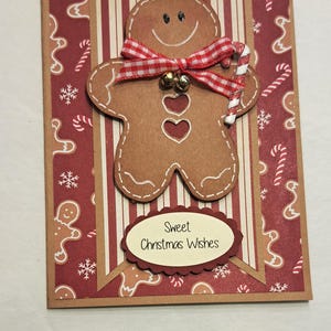 Gingerbread Man Card, Hand Pieced Card, Handmade Card, Gingerbread Man ...