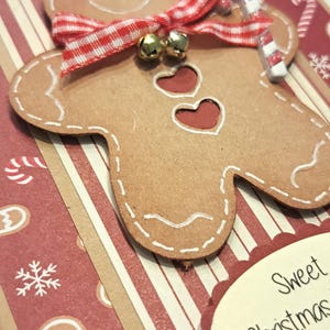 Gingerbread Man Card, Hand Pieced Card, Handmade Card, Gingerbread Man ...